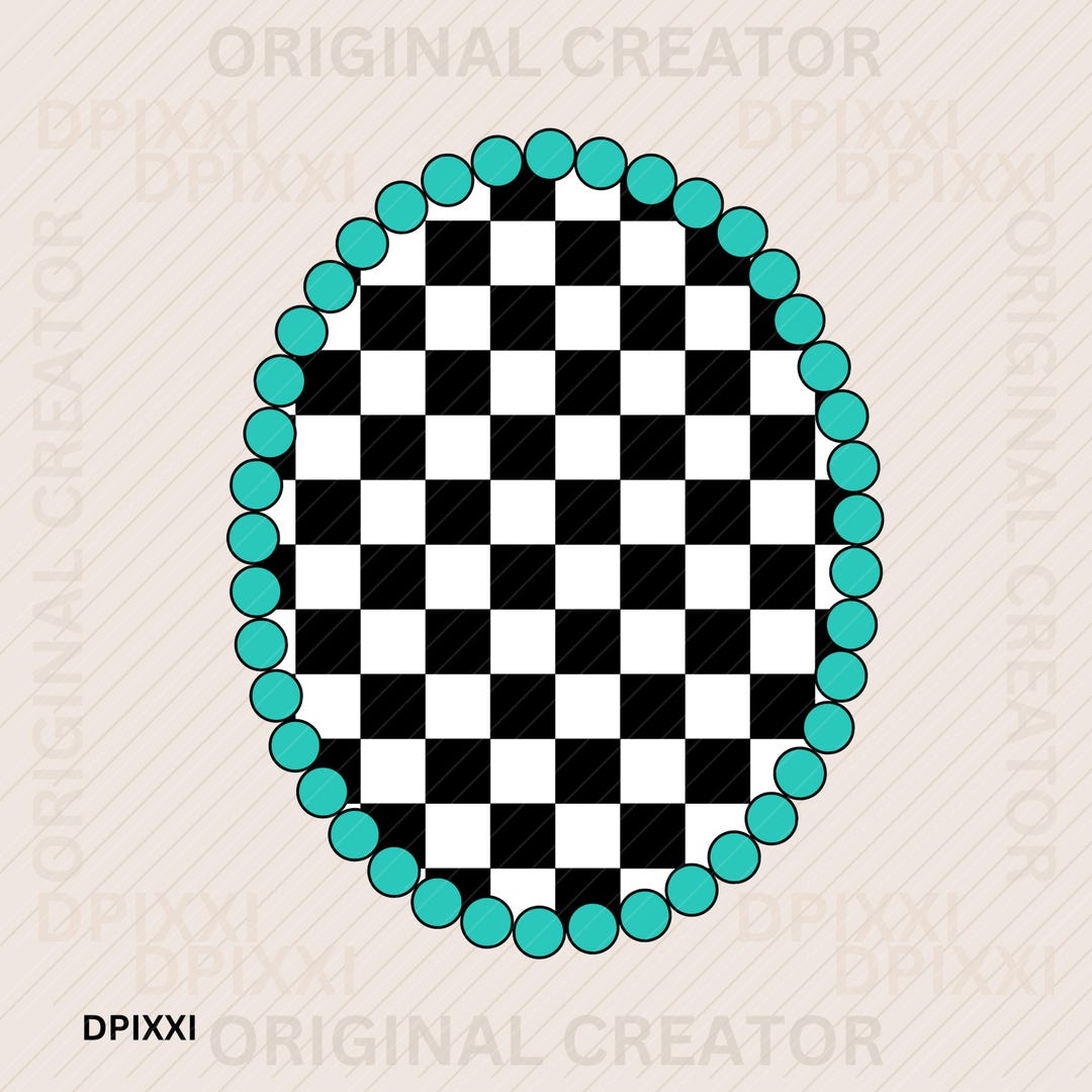 EDITABLE Oval Checker Frame Png, Svg * Oval Turquoise Frame, Frame Art ...