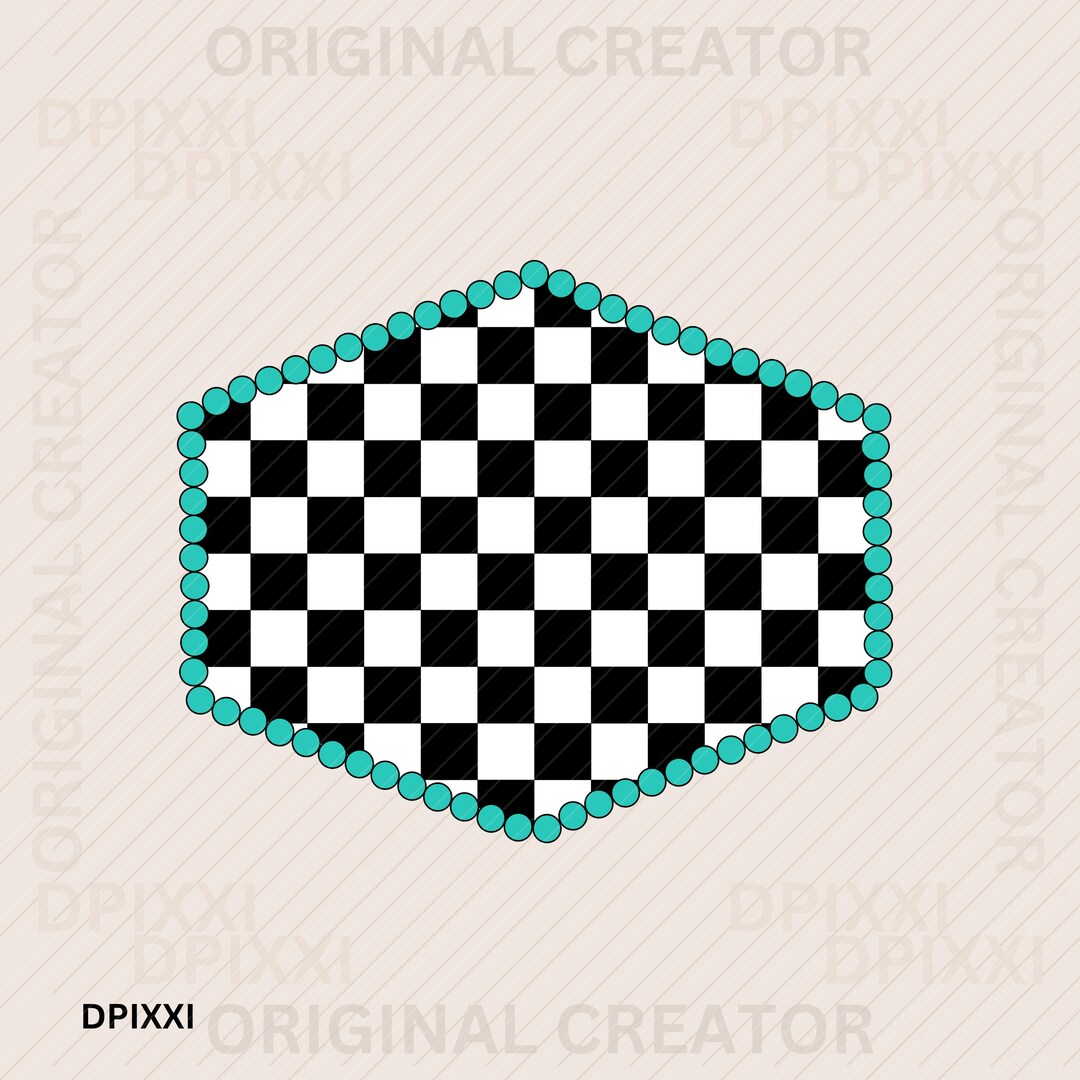EDITABLE Hexagon Checker Frame Png, Svg * Square Turquoise Frame, Frame ...