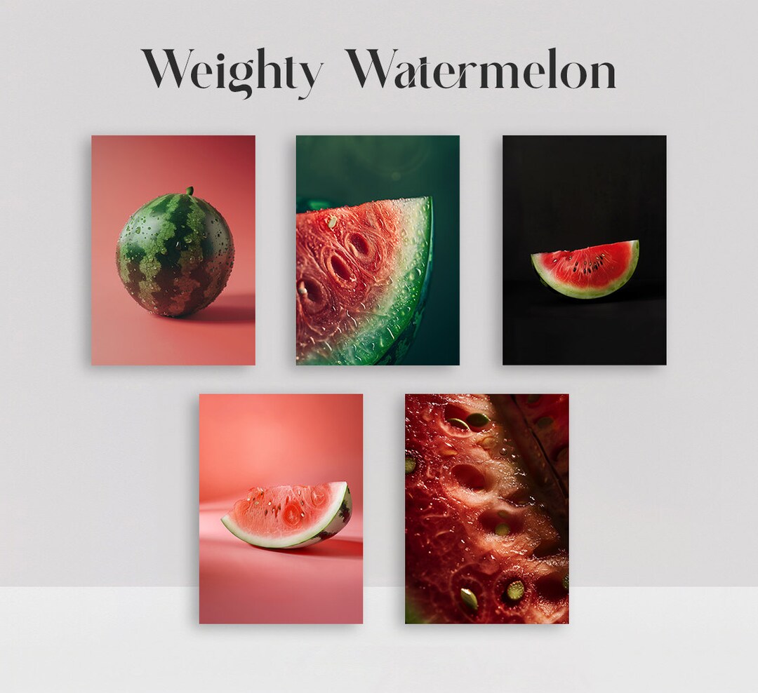 Watermelon Posters, 5 Ai-generated Digital Downloads. Fresh Watermelon ...