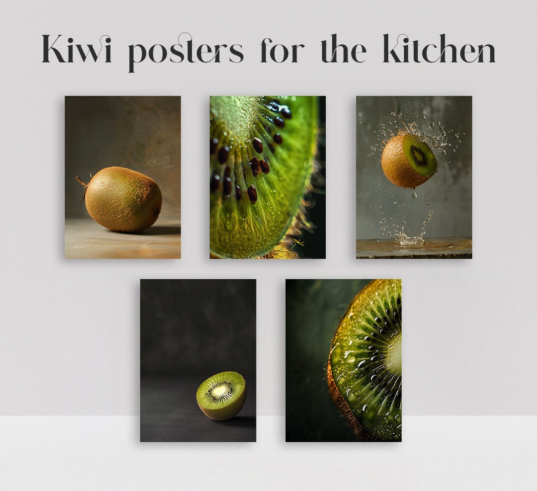 Kiwi Posters, 5 Ai-generated Digital Downloads. Fresh Kiwi Fruit ...