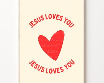 Jesus Loves You Wall Art Print, Floral Pattern Poster, Easy Download ...