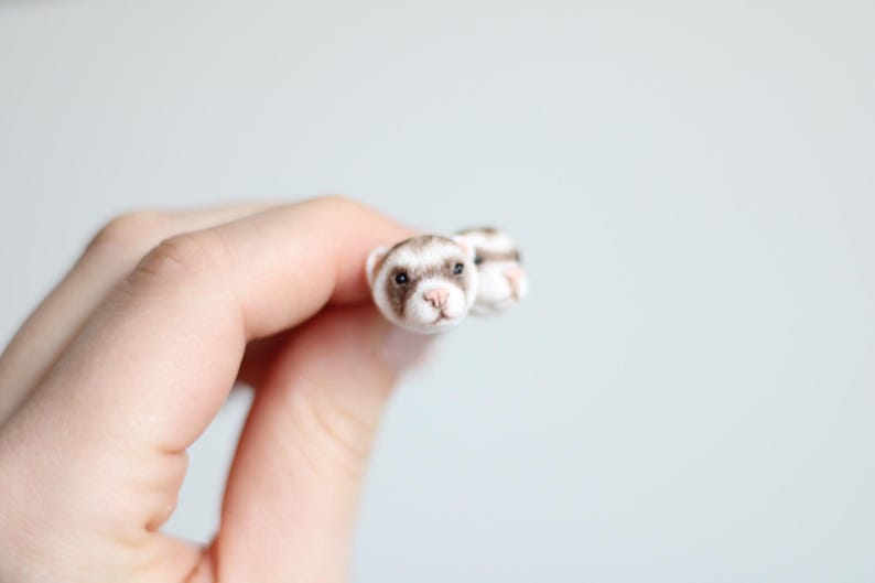 Ferret Handcrafted Polymer Clay Stud Earrings, Fimo Ferret Forest Wild ...