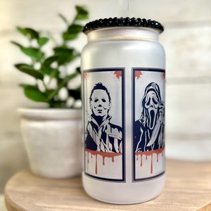 16oz Horror Movie Sublimated Glass Can| Horror Movie Lover| Halloween ...