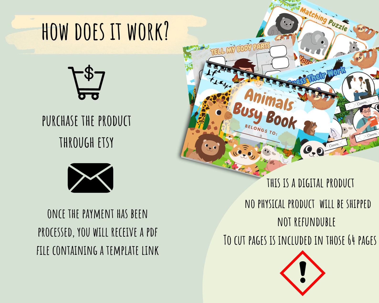 Animal-themed Busy Book Kids Learning Printable Editable Busy Books for ...