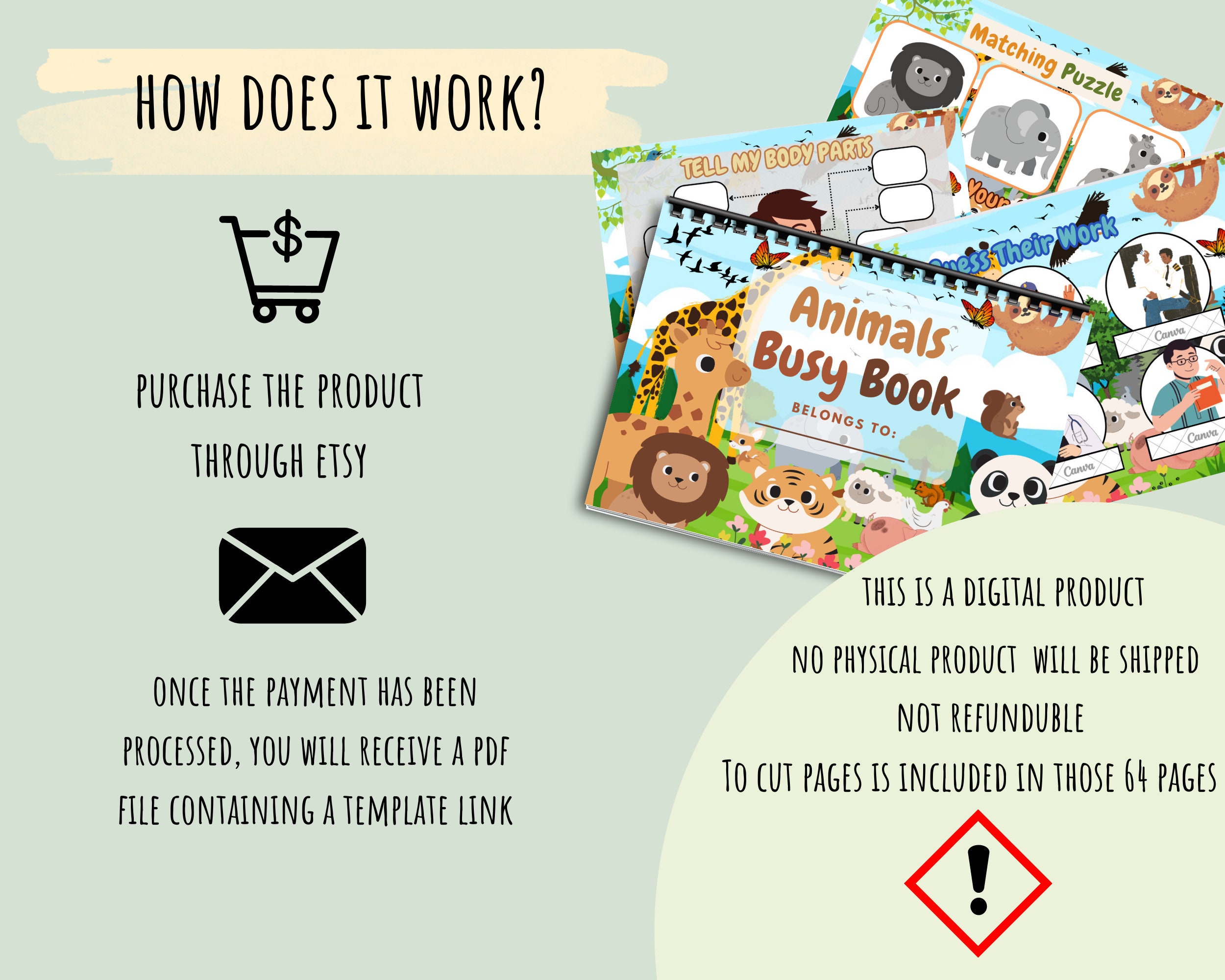 Animal-themed Busy Book Kids Learning Printable Editable Busy Books for ...