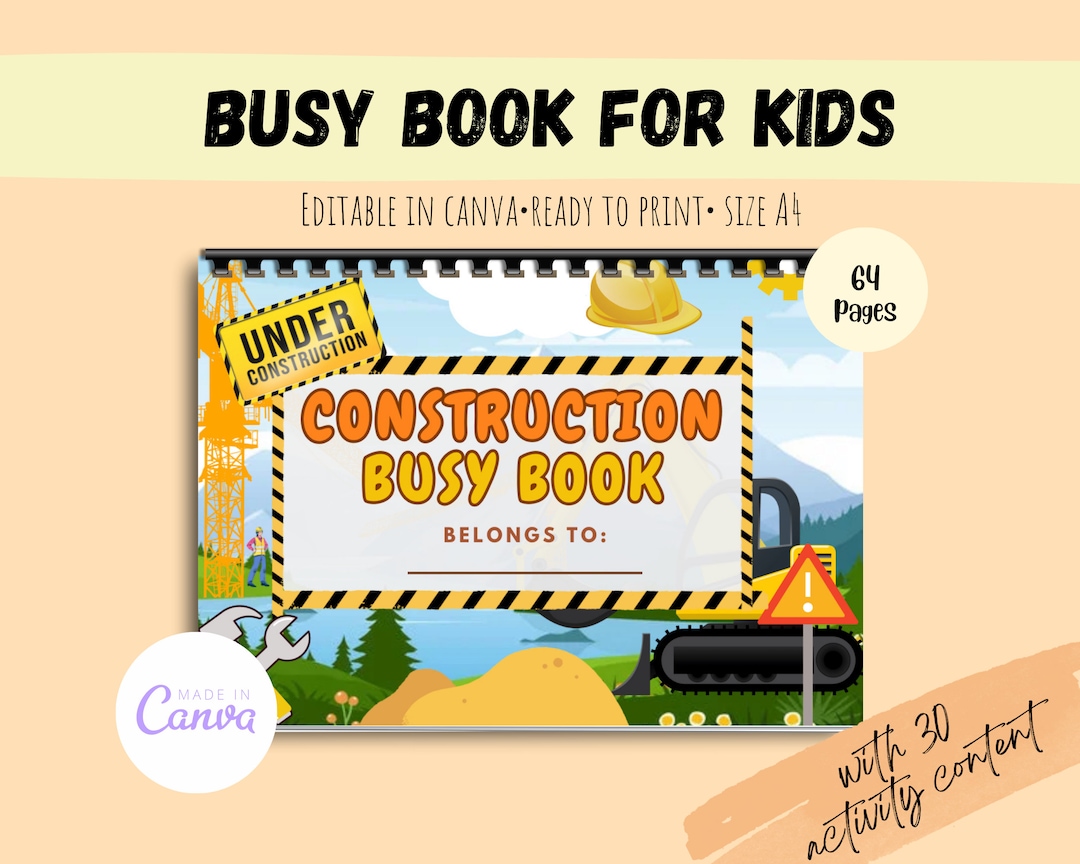 Construction Busy Book | Toddler Busy Book Activities | Preschool ...