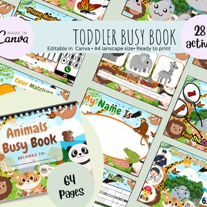 Animal-themed Busy Book Kids Learning Printable Editable Busy Books for ...
