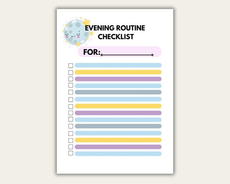 Printable Kids Daily Checklist Kids Daily Checklist Bedtime Routine ...