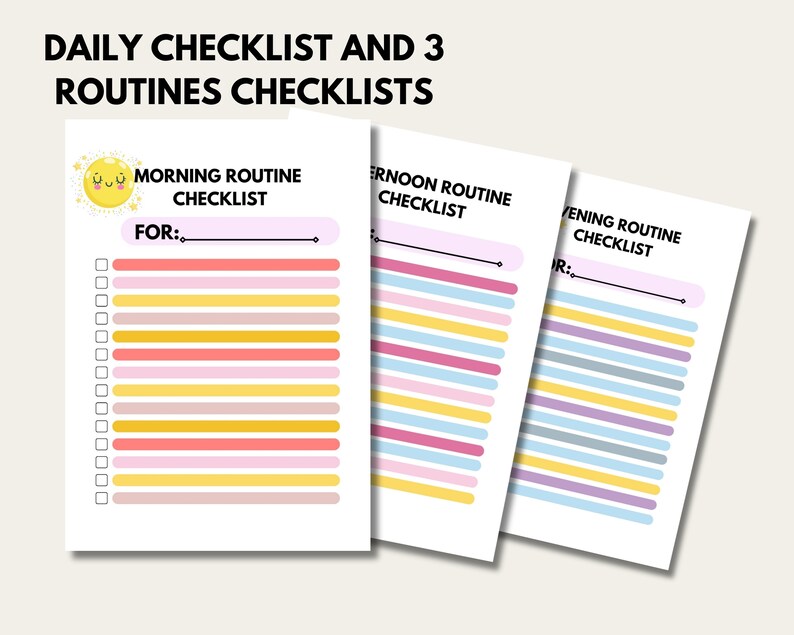 Printable Kids Daily Checklist Kids Daily Checklist Bedtime Routine ...