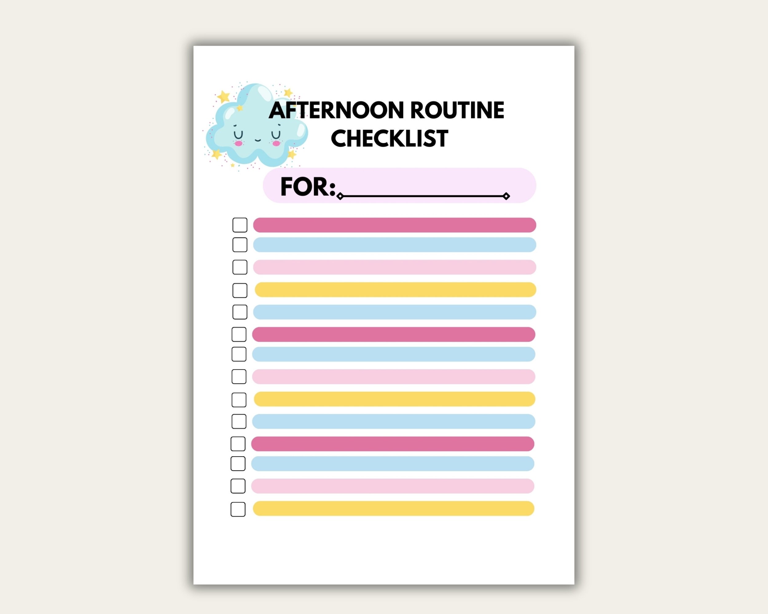Printable Kids Daily Checklist Kids Daily Checklist Bedtime Routine ...