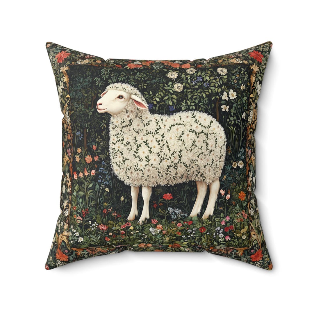William Morris Sheep Pillow Sham, Vintage Botanical Meadow Decor - Etsy