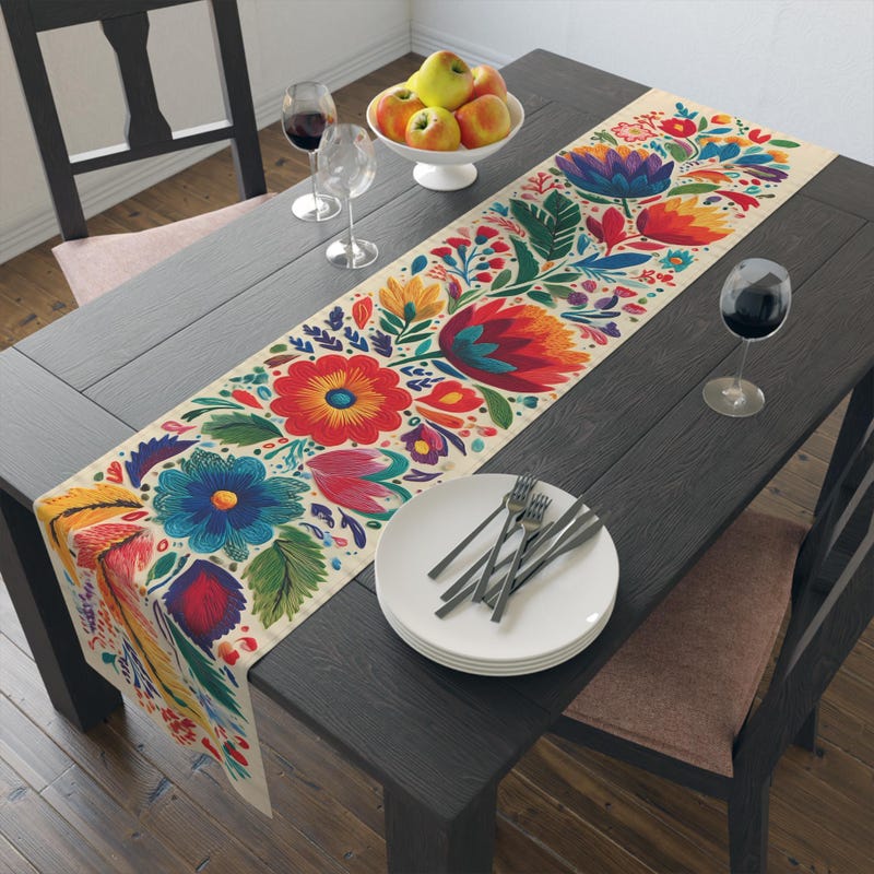 Mexican Table Runners Red Flowers - Etsy