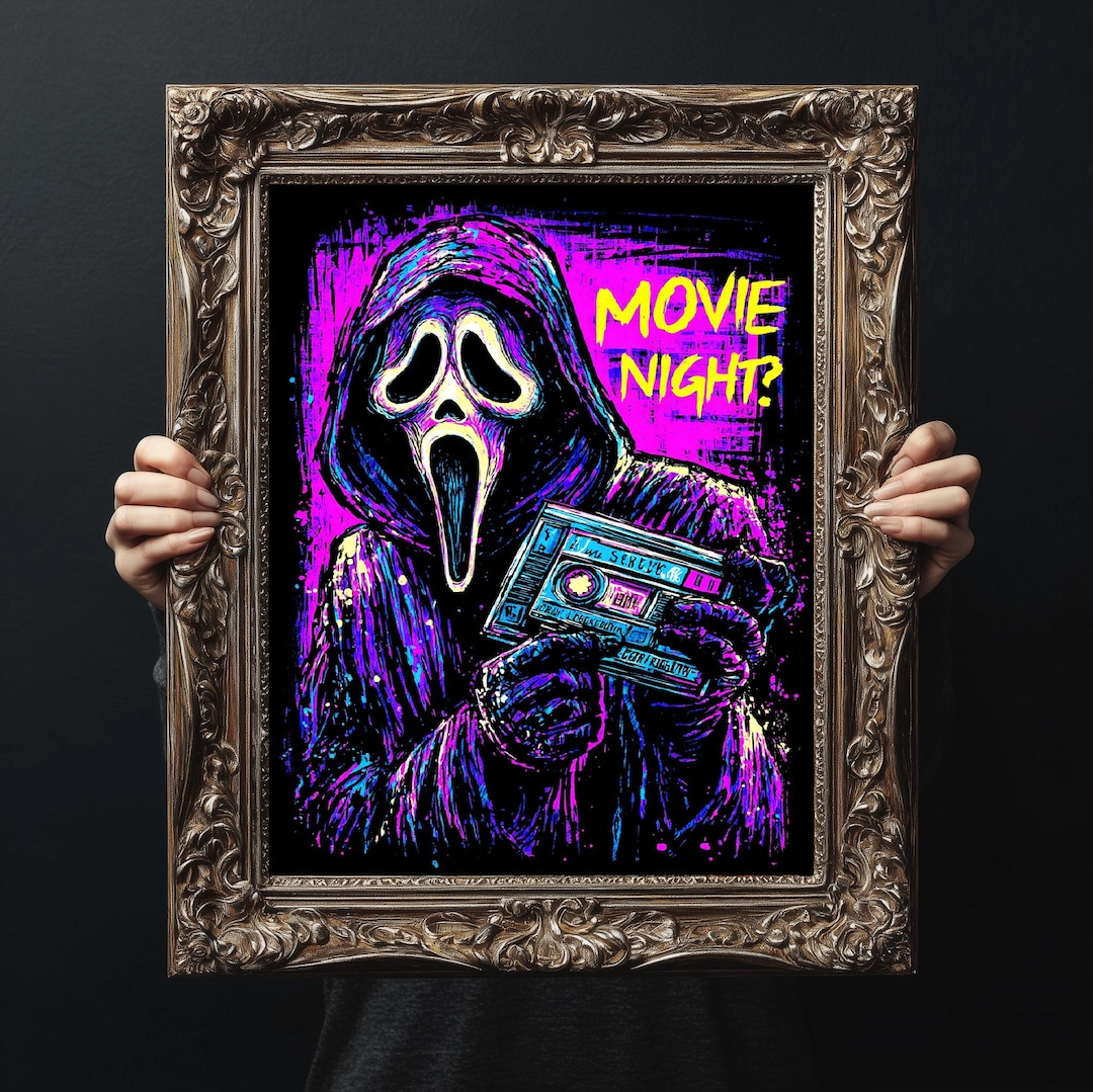 Scary Movie Night Scream Poster Print , Vintage Psychedelic Horror Wall ...