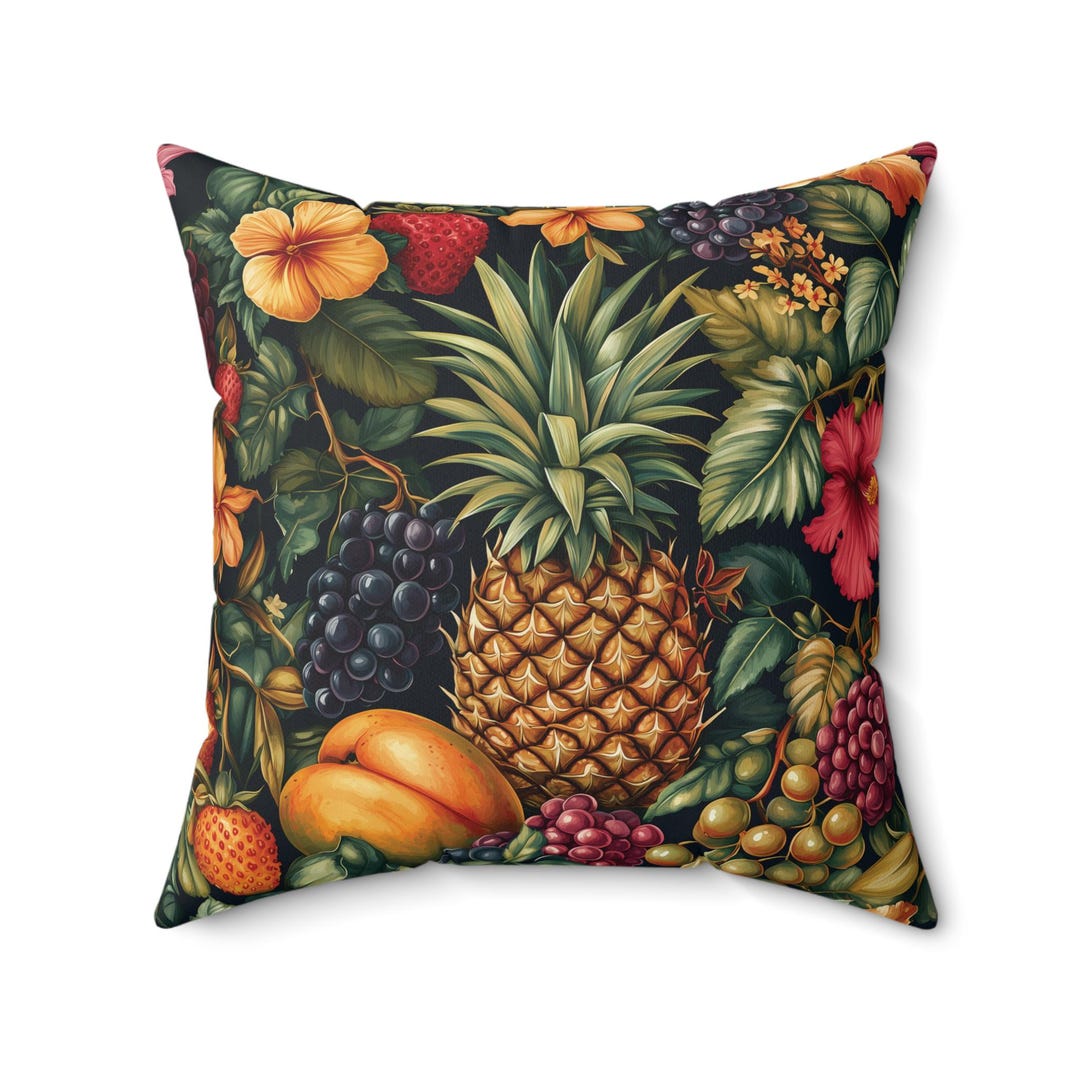 William Morris Tropical Fruit Garden Pineapple & Flowers, Faux Suede ...