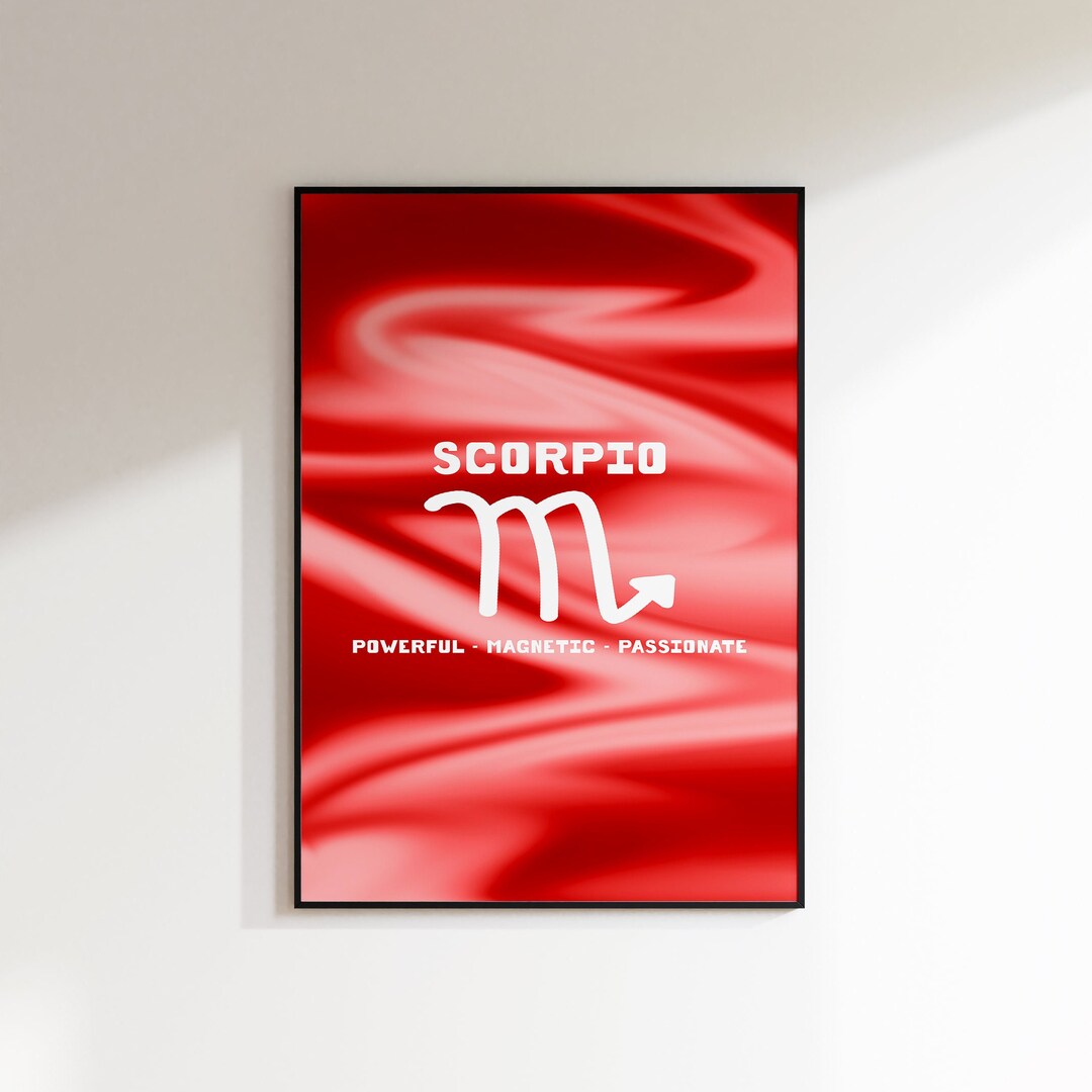 Zodiac Sign Print, Scorpio, Unframed Art, Colourful Decor, Trendy Wall ...