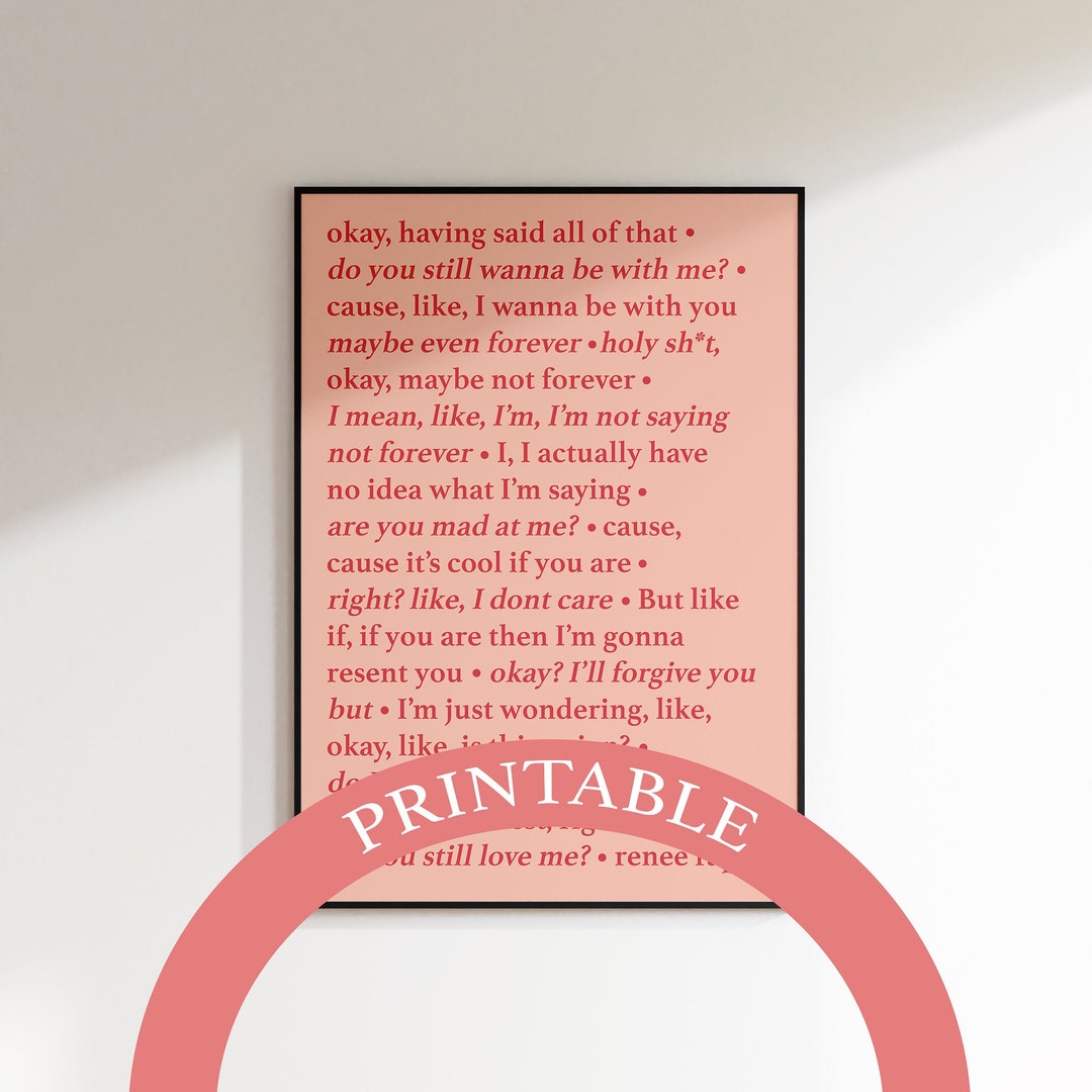 PRINTABLE Pink Talk Too Much Print, Renee Rapp, Snow Angel Album, Snow ...