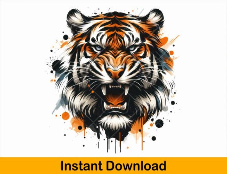 Watercolor Tiger Scratch PNG DTG Printing Instant Download T-shirt ...