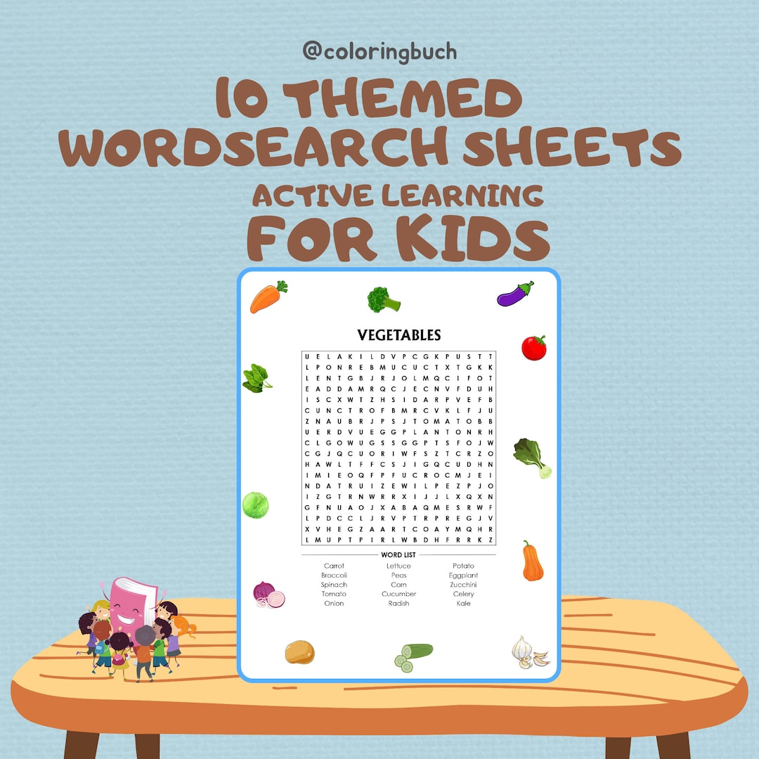 10 Printable Fun Themed Word Search Puzzles for Kids - Digital Download ...