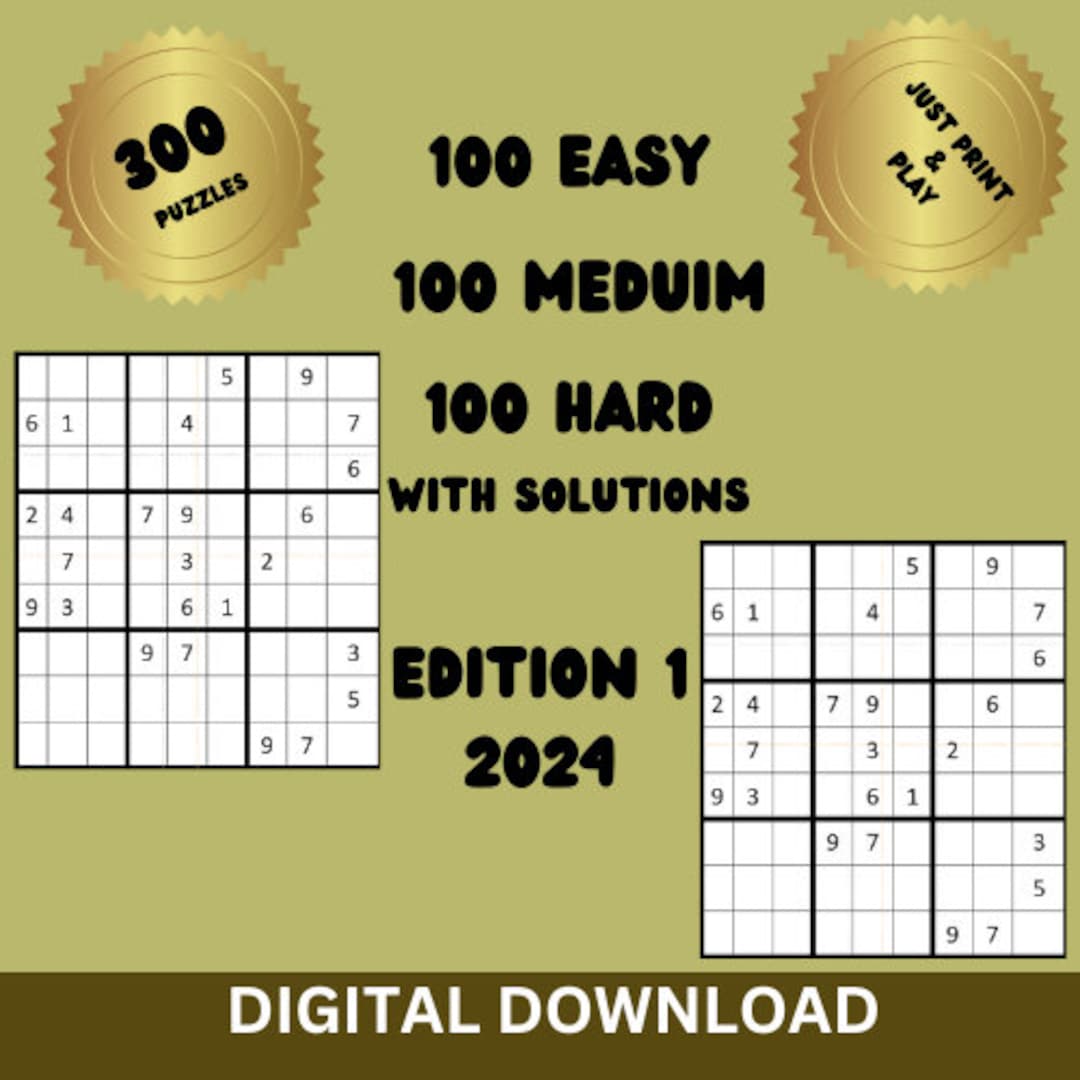 Sudoku Puzzles - Edition 1 | 300 Printable Puzzles Easy to Hard (100 ...