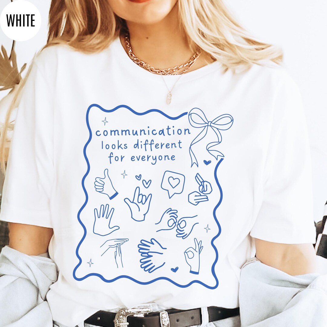 Sign Language Shirt, Communication Looks Different, Doodle ASL Teacher ...