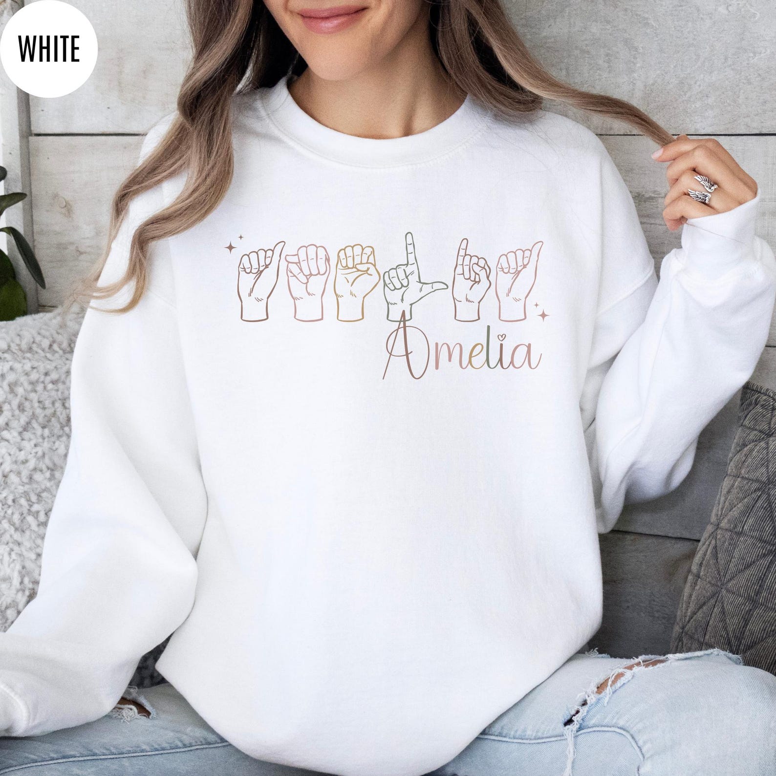 Personalized Sign Language Shirt for SLP, Custom Hand Sign Sweatshirt ...