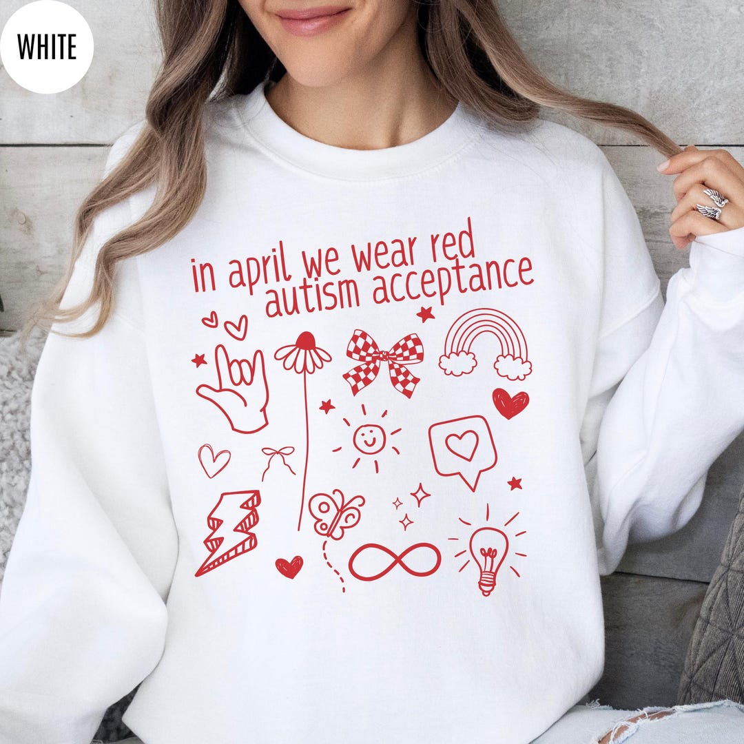 Red Instead Autism Sweatshirt, Autism Month, Autism Acceptance Gift for ...