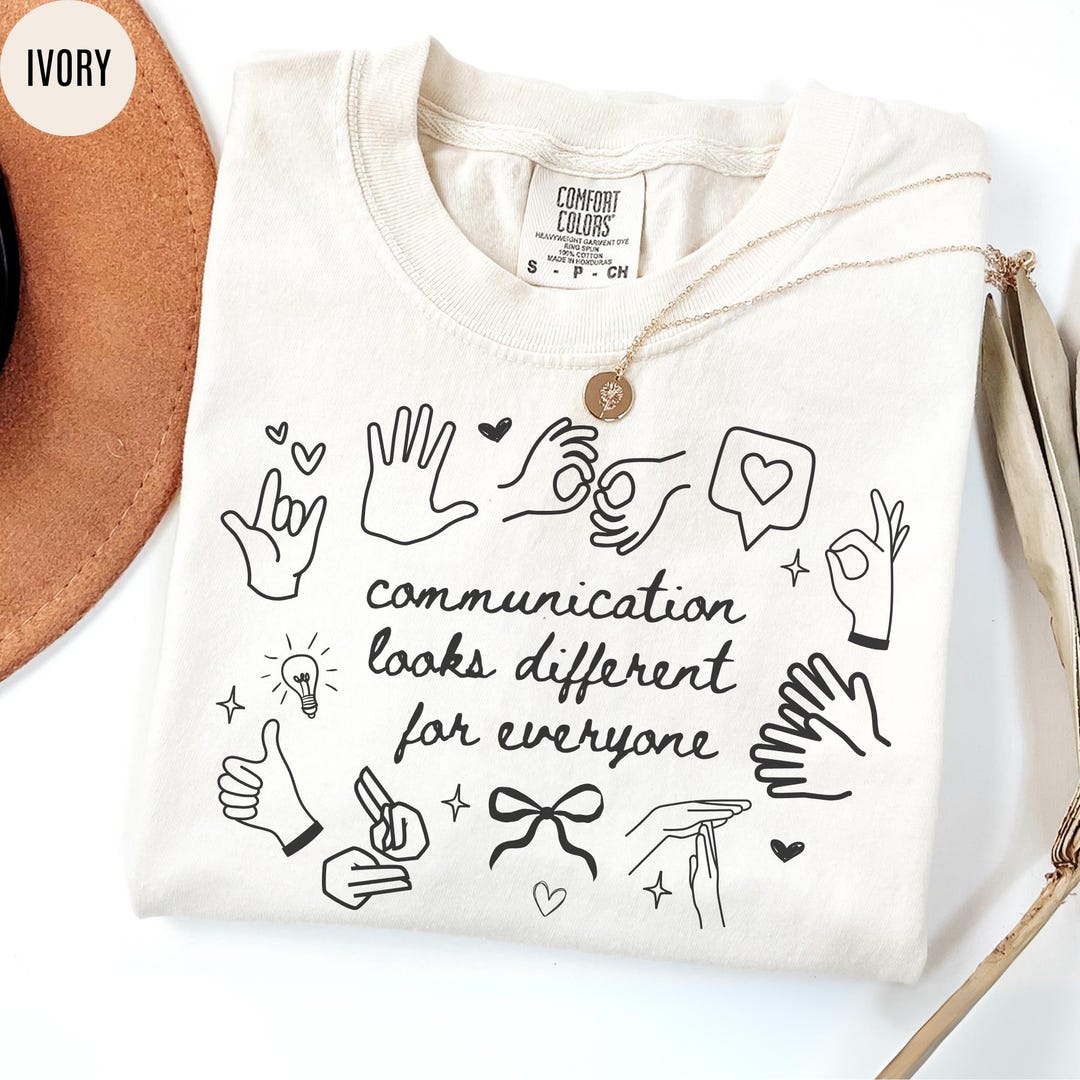 Sign Language Shirt, Communication Looks Different, Doodle ASL Teacher ...