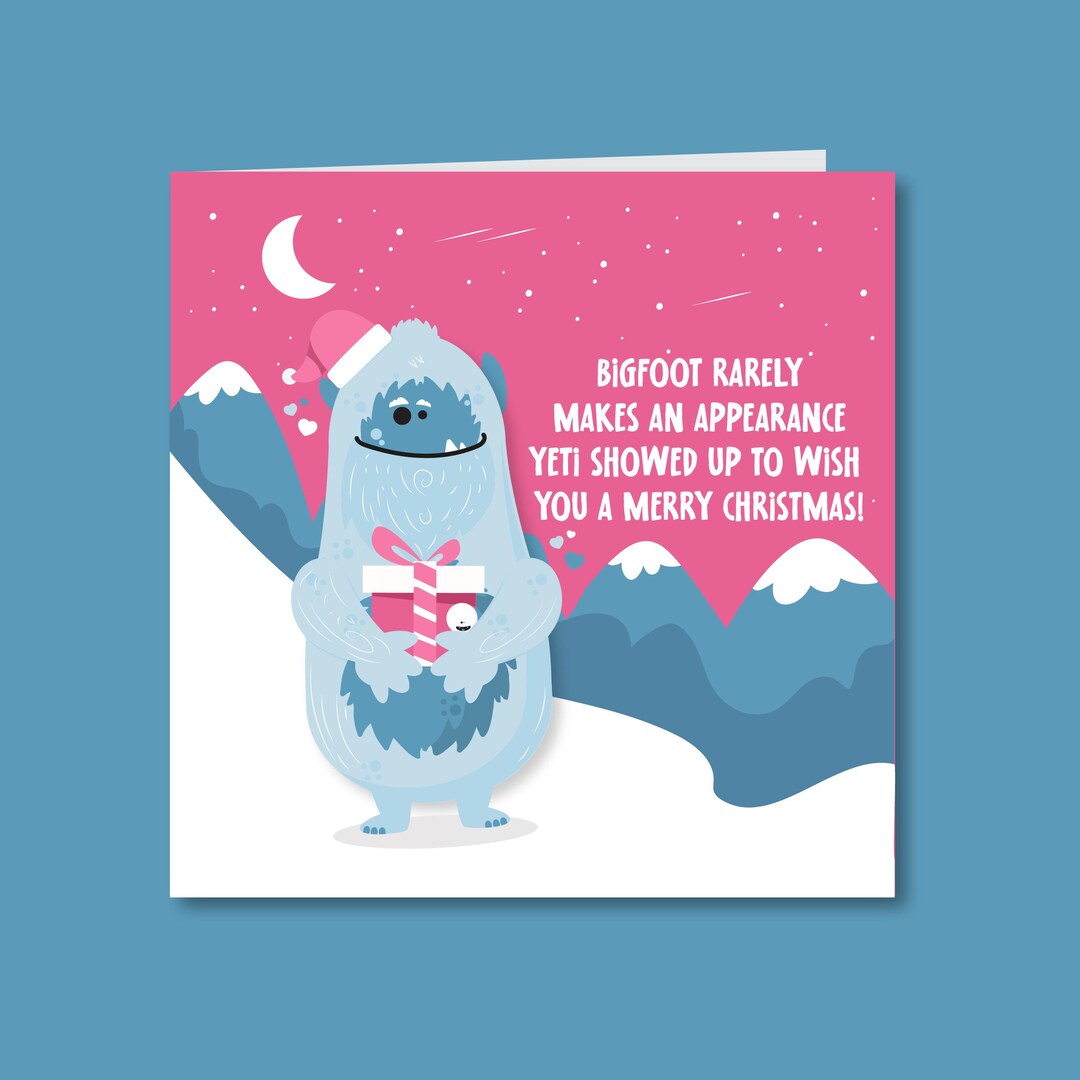 Christmas 'yeti' Christmas Card - Etsy