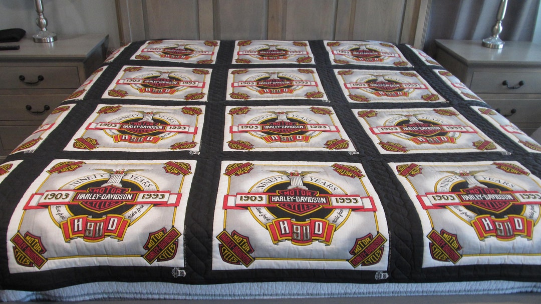 Harley Davidson Quilted Bandanna Bedspread - Etsy