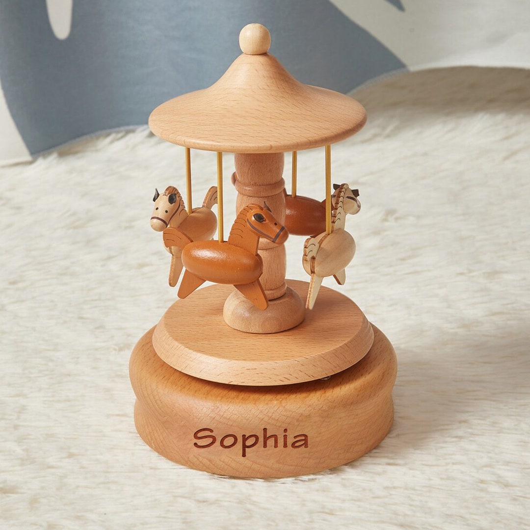 Personalized Wooden Carousel Music Box: Engraved Horse Gift - Etsy