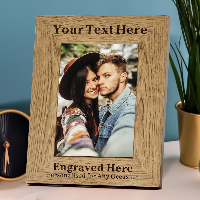 Personalized Picture Photo Frame Laser Engraved Wood Frame 7"x 5 ...