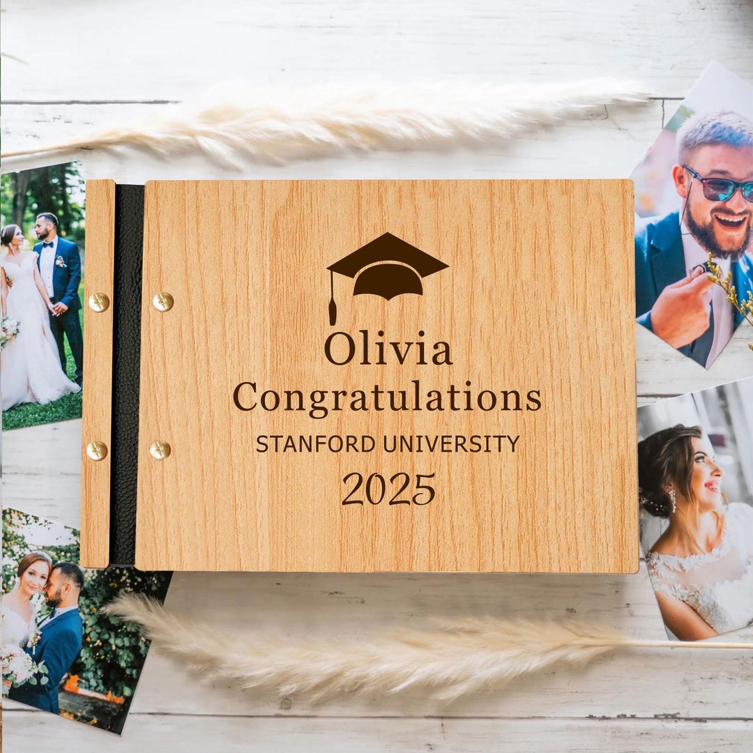 Custom Wooden Graduation Guest Book 2025: University, College, High ...