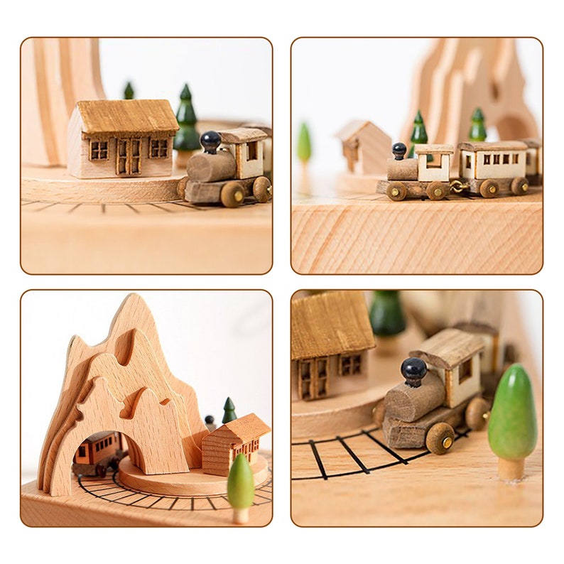 Personalized Wooden Train Music Box: Engraved Christmas Birthday Gift ...