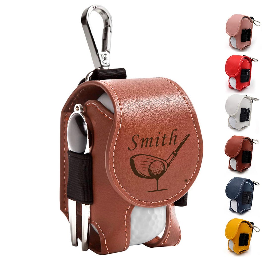Personalized Leather Golf Ball Holder: Engraved Golf Tee Pouch With ...