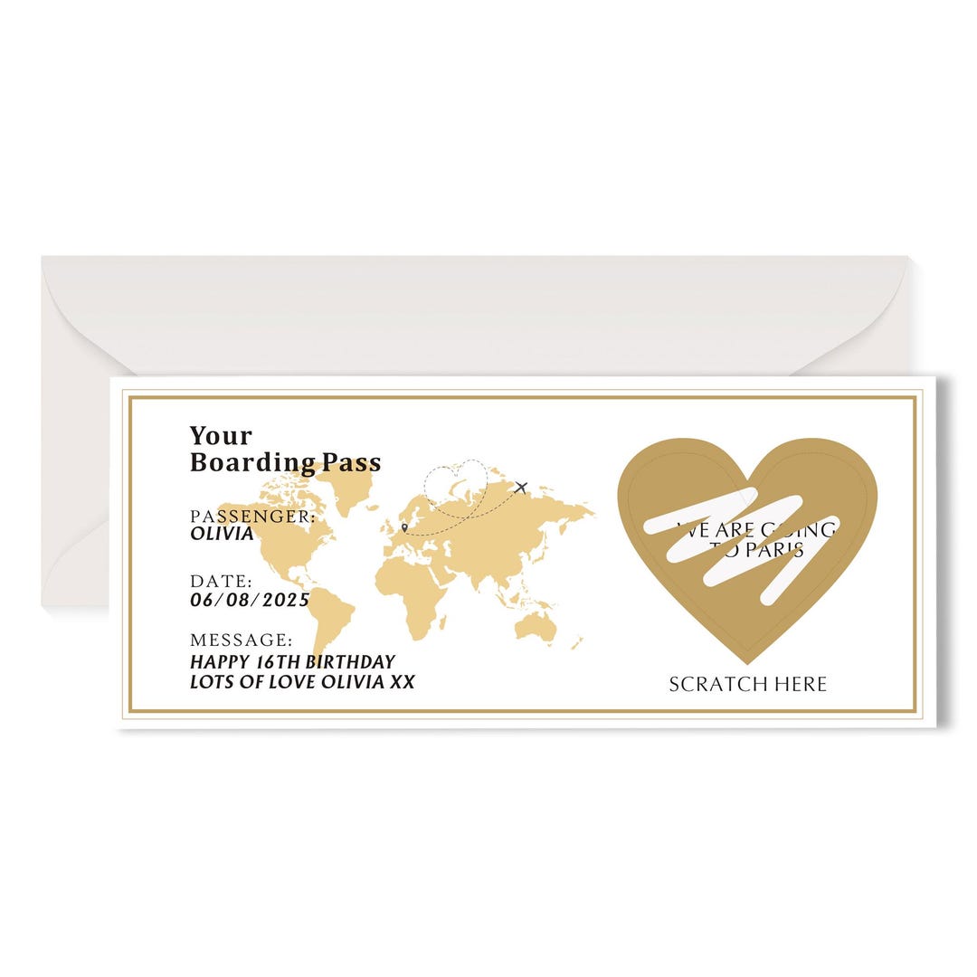 Personalized Holiday Scratch Card Reveal, Surprise Boarding Pass ...