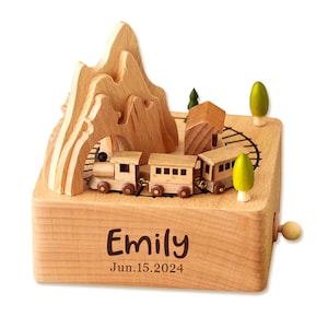 Personalized Wooden Train Music Box: Engraved Christmas Birthday Gift ...