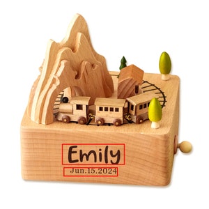 Personalized Wooden Train Music Box: Engraved Christmas Birthday Gift ...