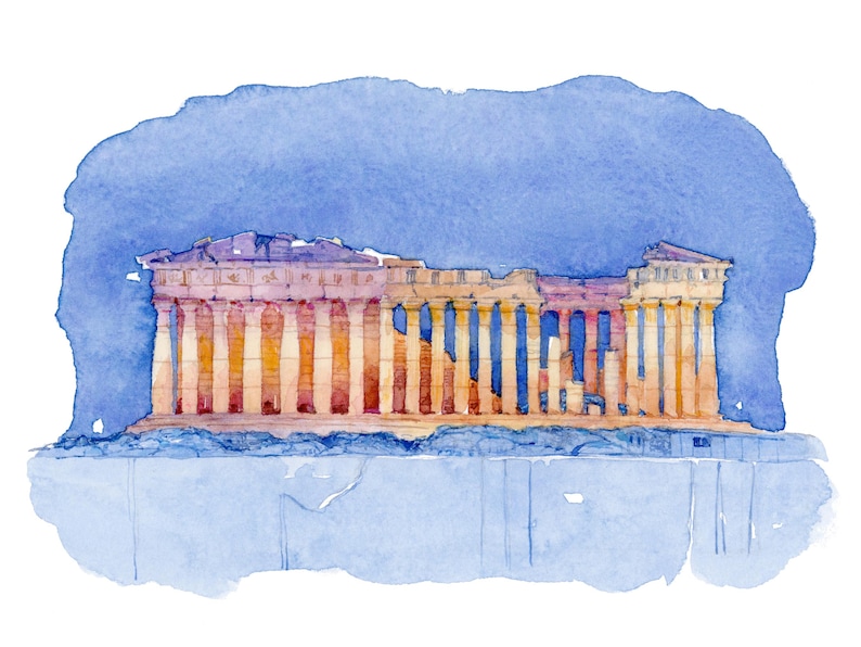 Parthenon Acropolis | Watercolour Painting | Giclee Print | Limited ...