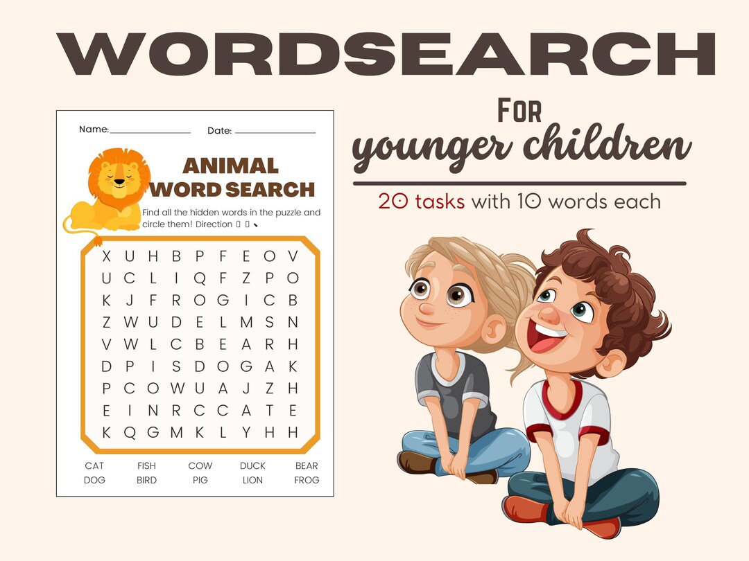 Kids Word Search Game, Ages 5-7, Printable Puzzles (digital Download ...