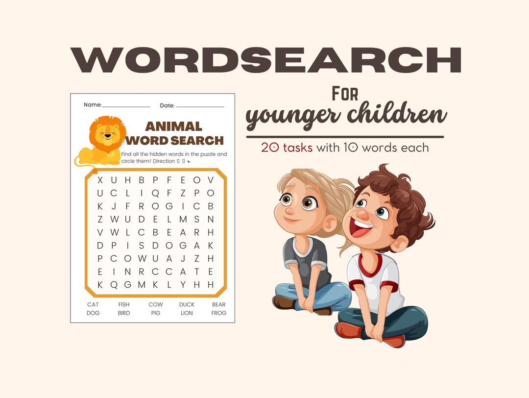 Engaging Word Search Game for Ages 5-7 Crossword for Kids, Easy Reading ...