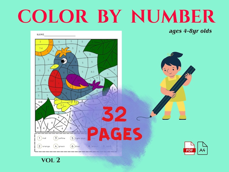 Cute Color by Number Kids: Fun Coloring Pages and Learning Worksheets L ...