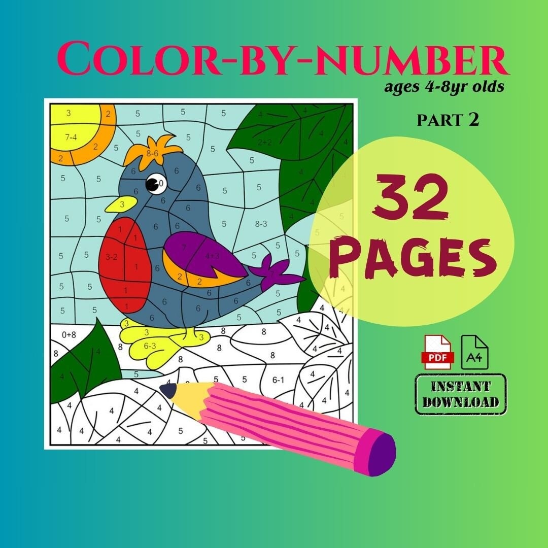 Children's Worksheets Coloring Page | Digital Coloring by Numbers ...