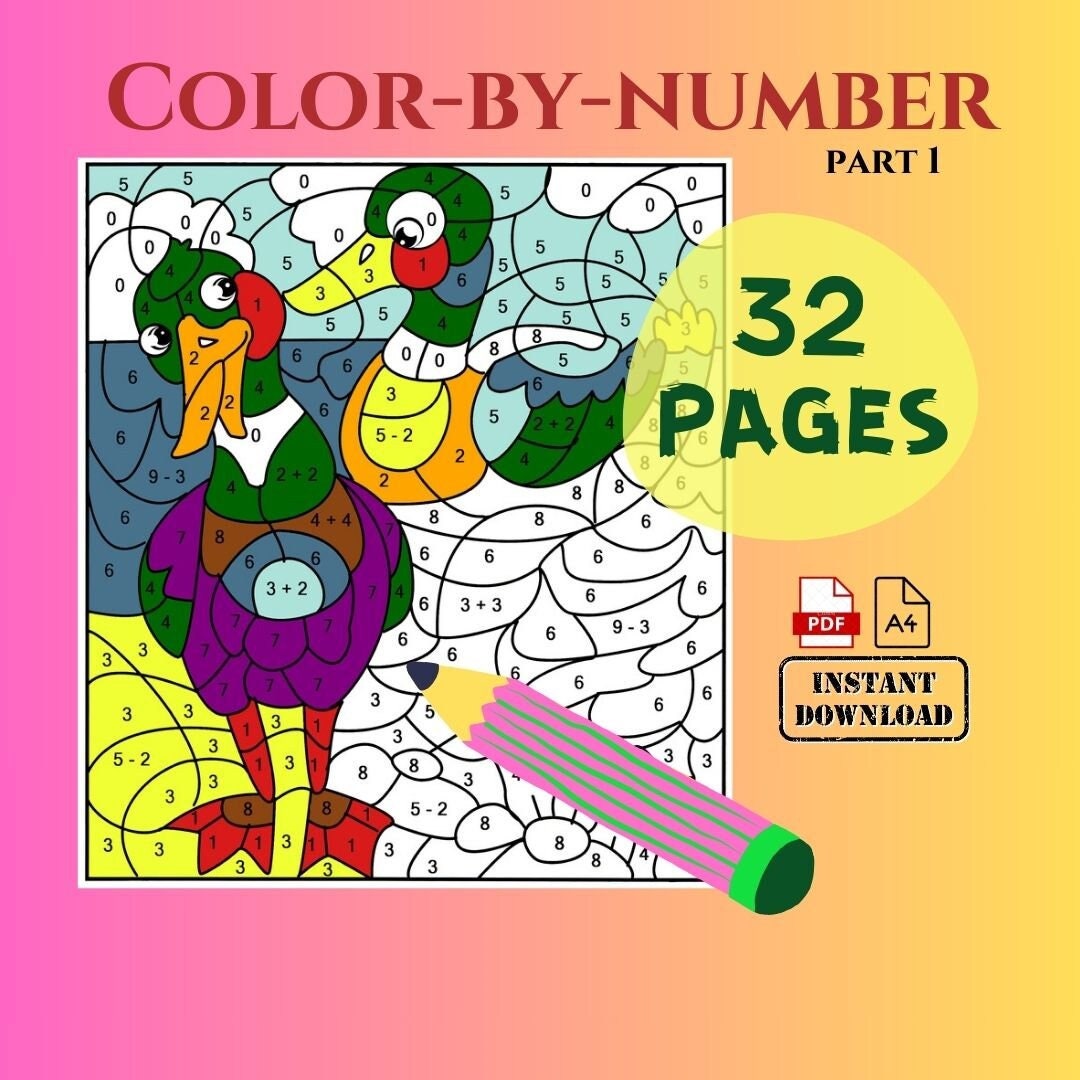 Color by Numbers: Kids Coloring Book Preschool Printables, Educational ...