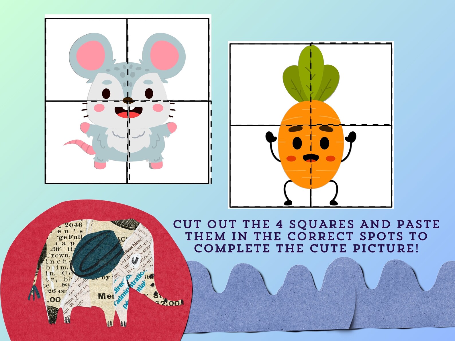 Cut and Paste Fun: Cute Animal Sheets for Early Childhood Development ...