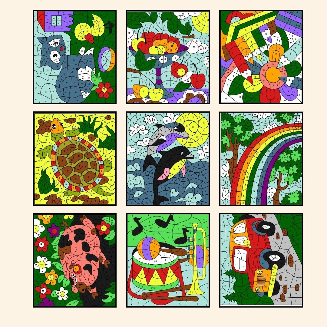 Printable Color by Number for Kids, Children Worksheets Coloring Page ...