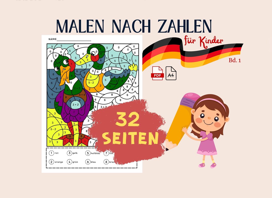Coloring by Number Malen Nach Zahlen: Interactive Activity Tool Puzzle ...