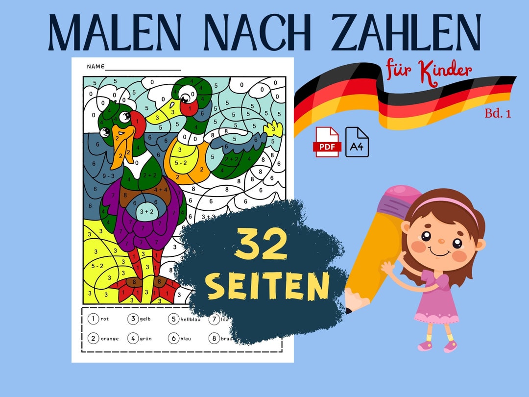 Coloring by Numbers Malen Nach Zahlen: Toddler Busy Books Printable ...
