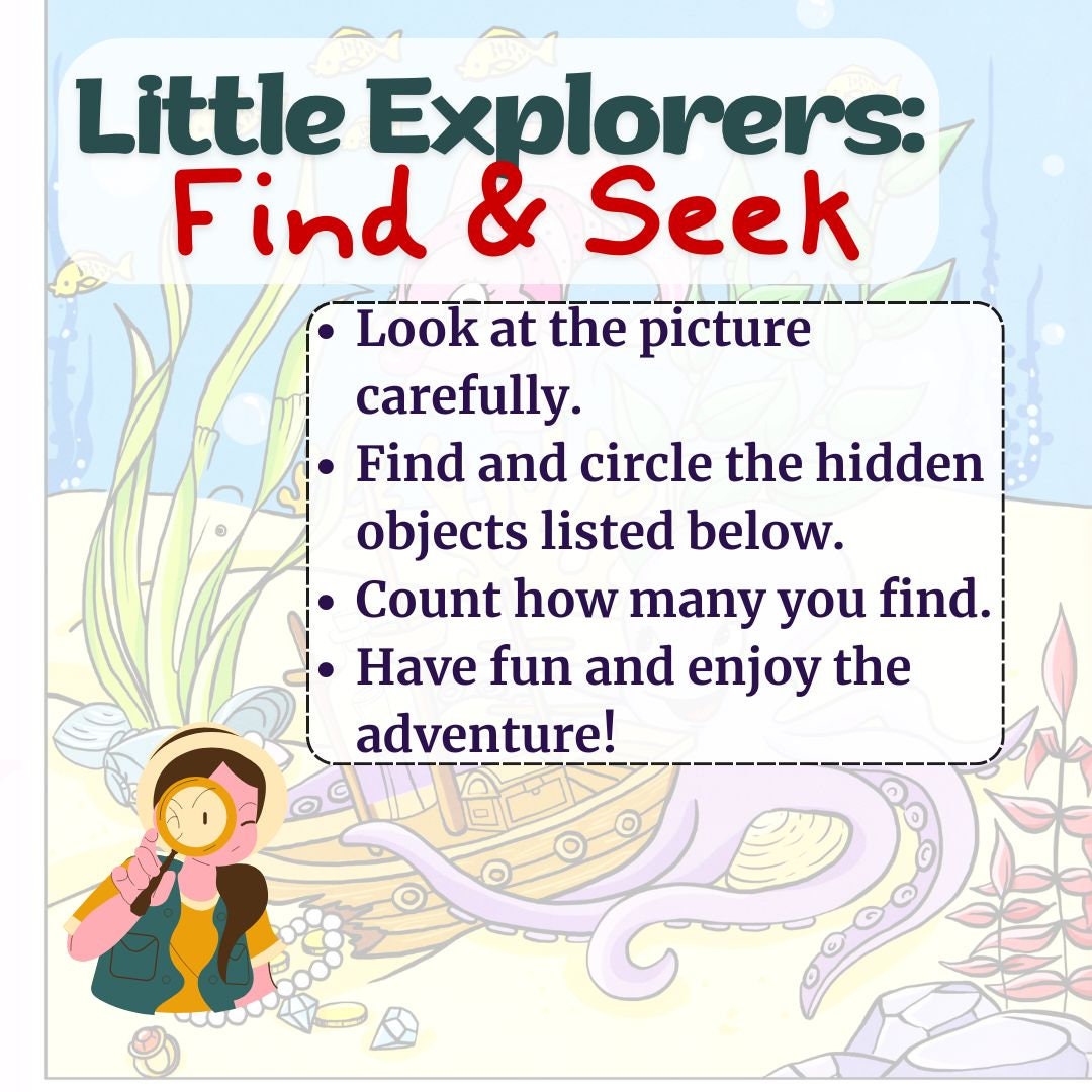 Find and Seek for Kids Sheets, Fun Child Development Activity | Hidden ...