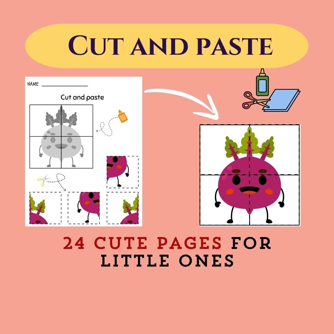 Cute Cut and Paste Activity Book for Toddlers Montessori Games, Prek ...