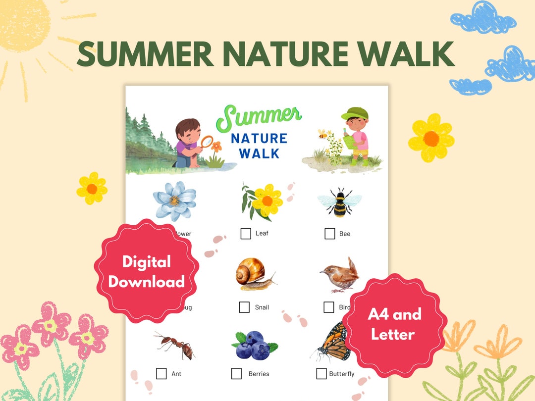 Summer Nature Walk, Outdoor Summer Treasure Hunt Printable, Nature ...